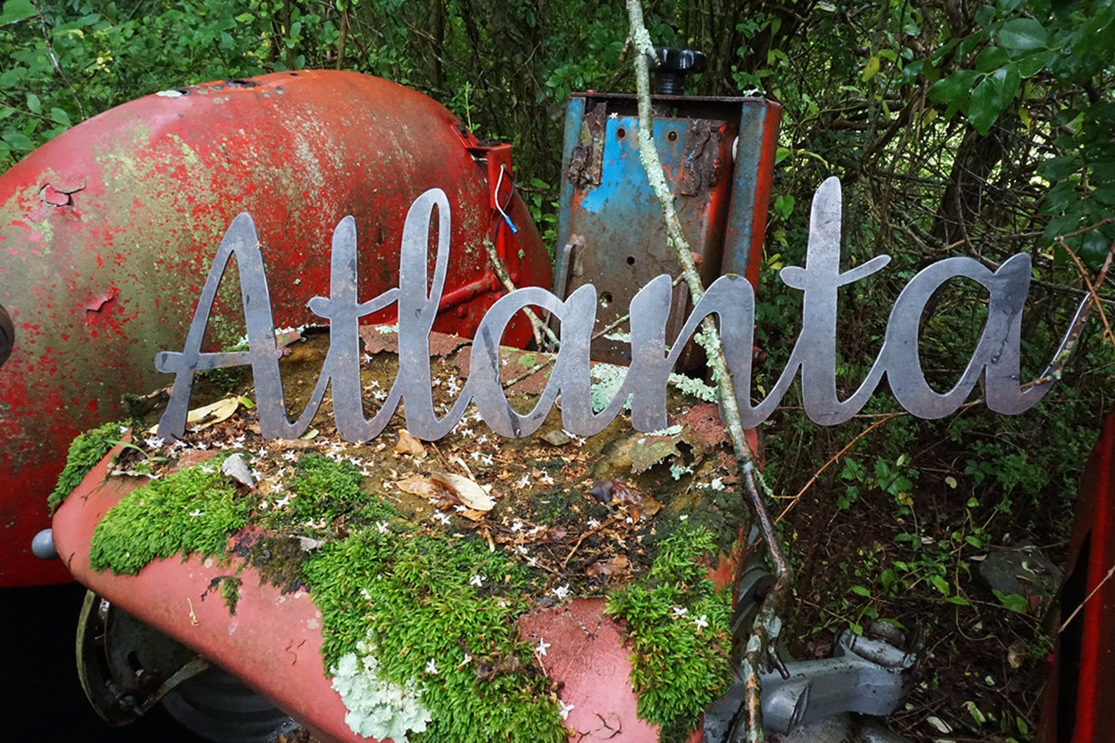 23 Atlanta Rustic Raw Steel Cursive Word Sign Georgia GA - Etsy