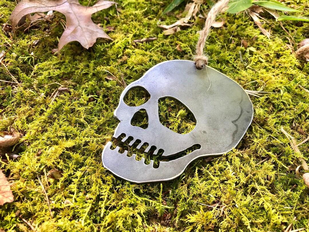 Bone Skull Ornament Rustic Metal Christmas Tree Ornament Holiday Gift ...