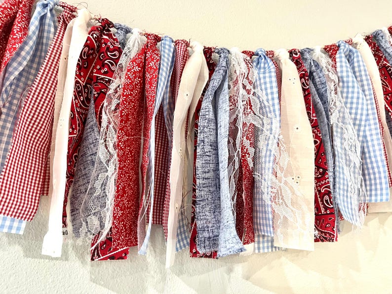Farm Garland - Shabby Chic Country Decor -county Fair Birthday Rag Tie ...
