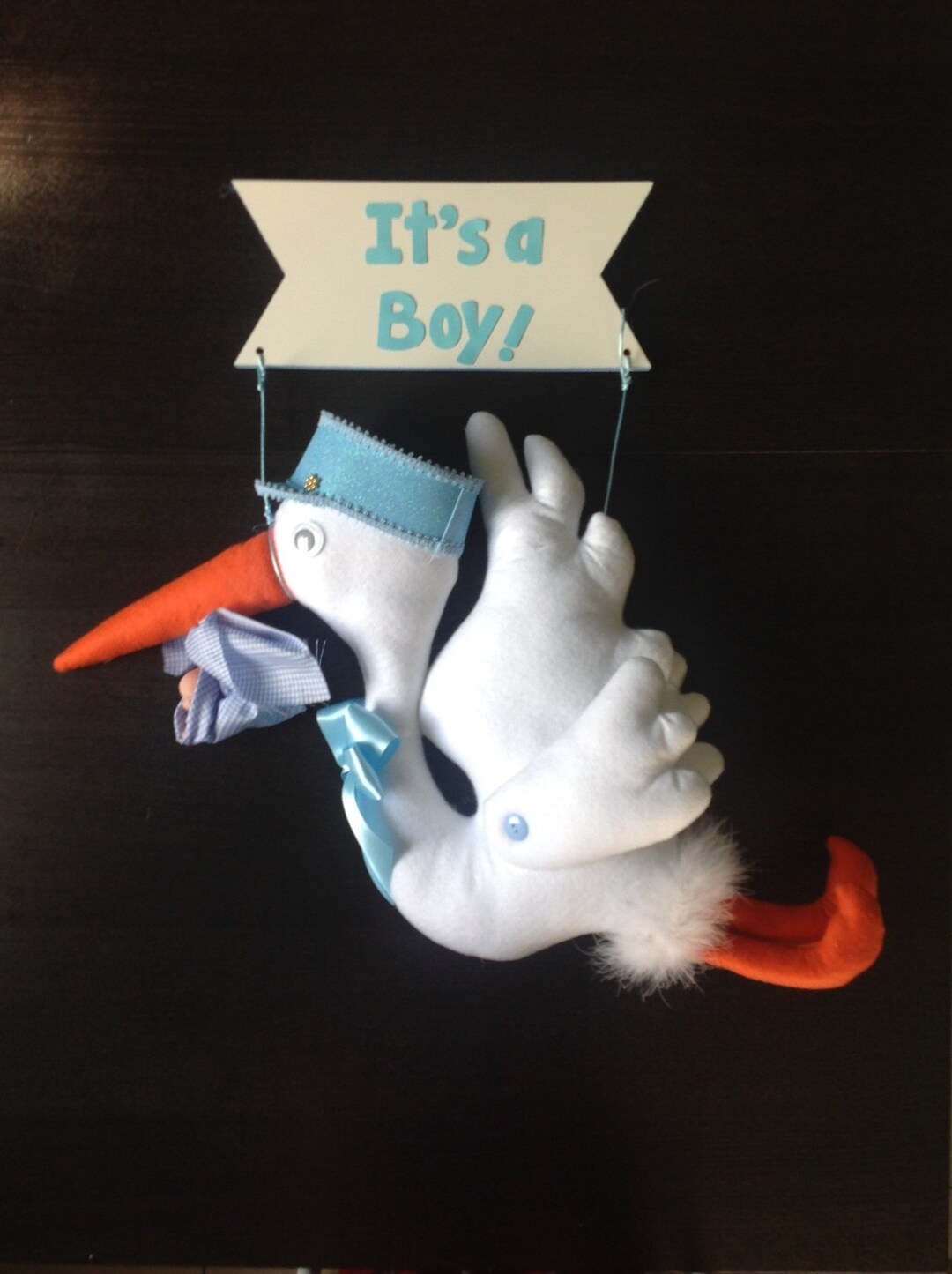 Felt Stork Baby Boy Nursery Decor Wall Baby Boy Nursery Hanging ...