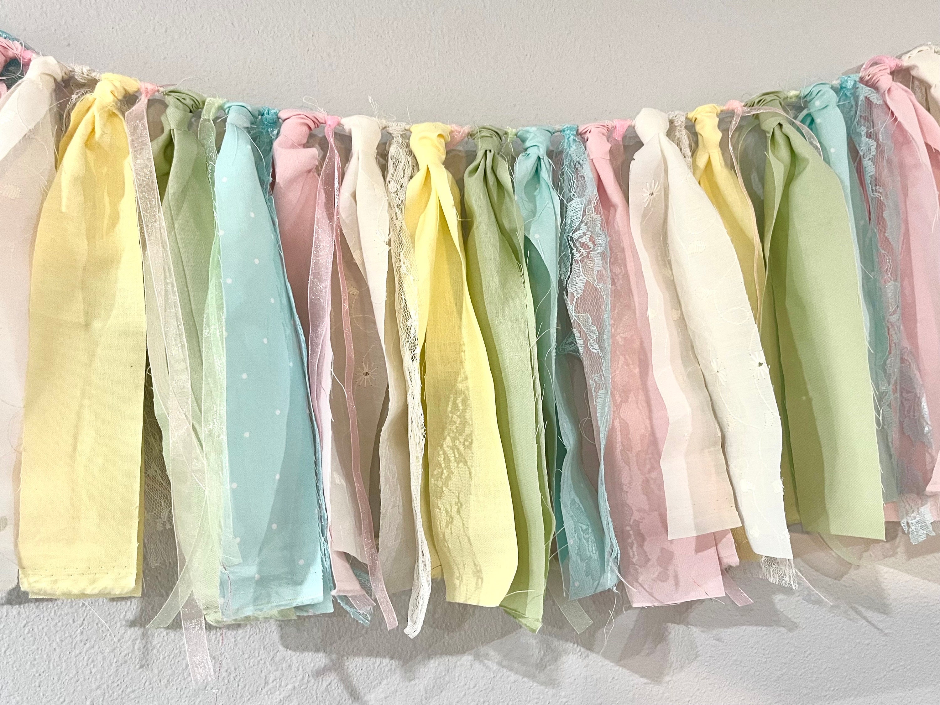 Pastel Rag Banner - Fabric Garland, Bridal Shower Garland, Wedding ...