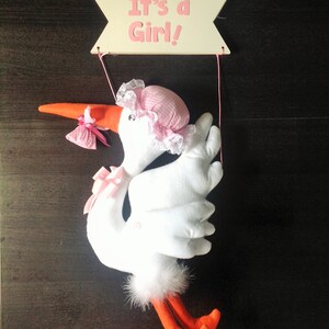 Felt Stork Baby Girl Nursery Decor Wall Baby Girl Nursery Hanging ...