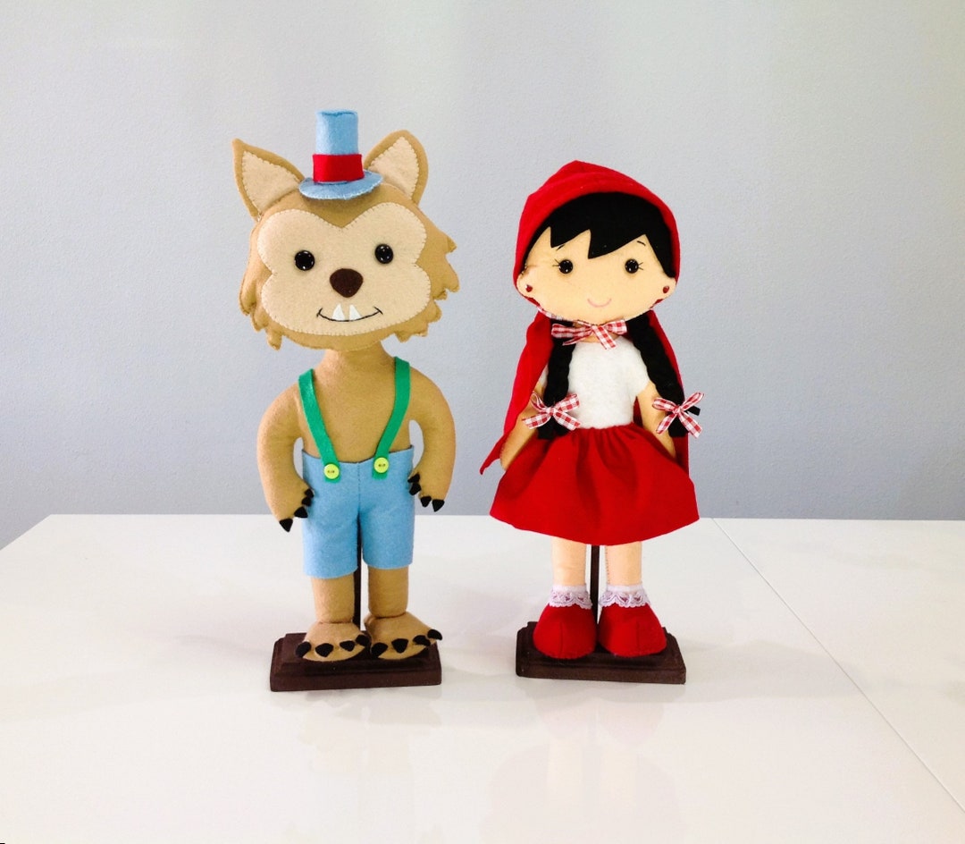 Little Red Riding Hood 16" and Wolf 17" Felt Dolls | Little Red Riding ...
