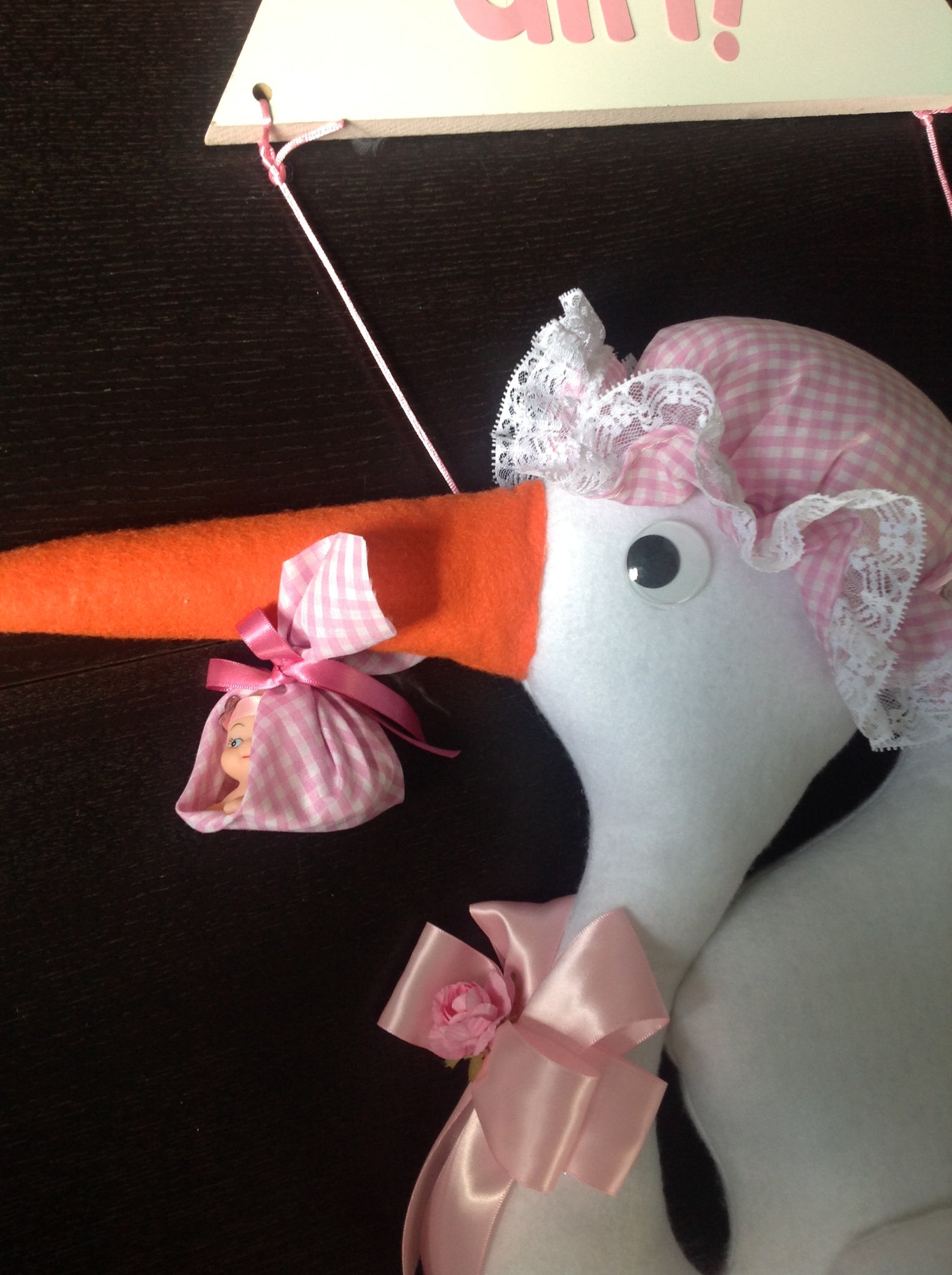 Felt Stork Baby Girl Nursery Decor Wall Baby Girl Nursery - Etsy
