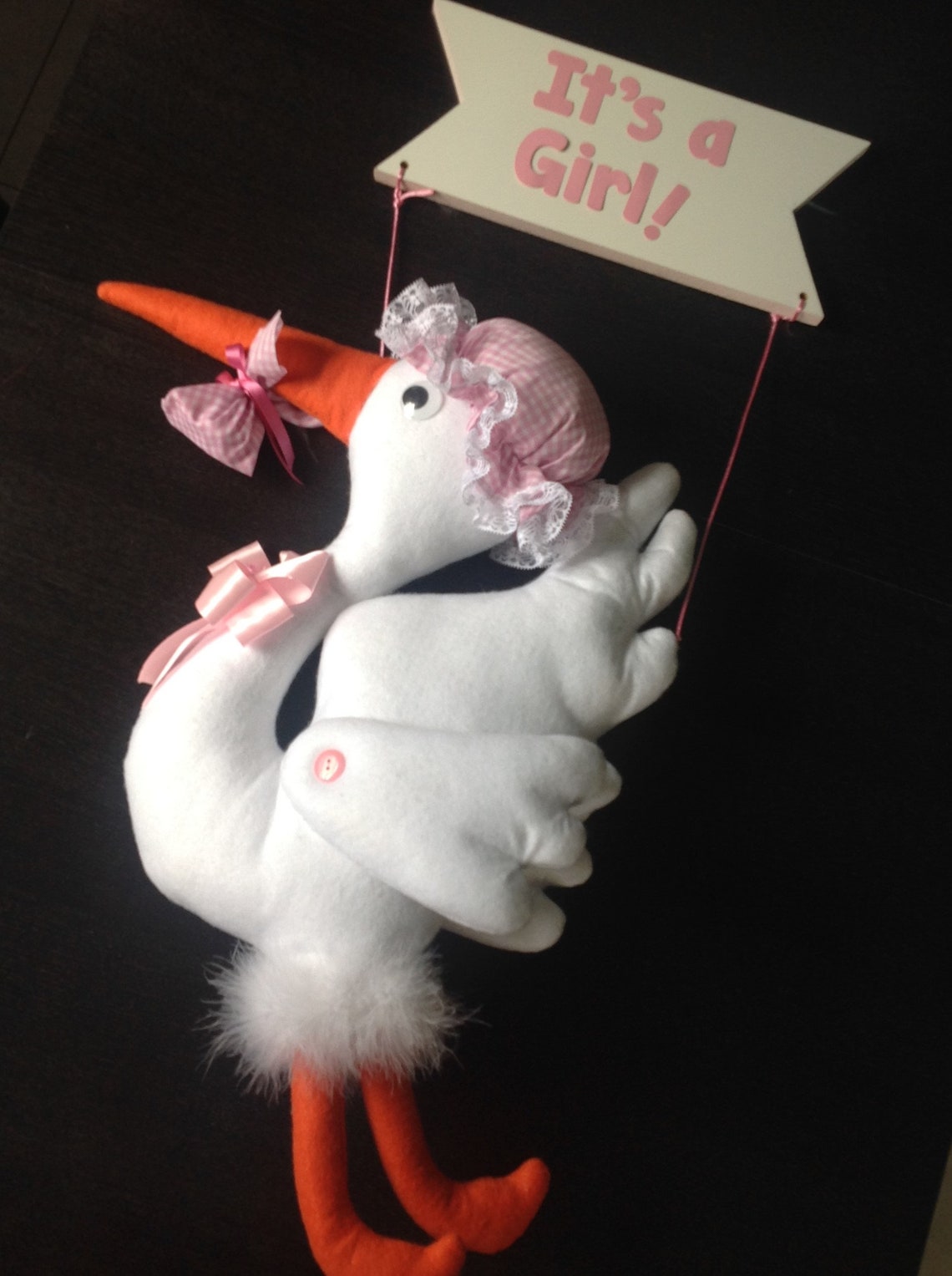 Felt Stork Baby Girl Nursery Decor Wall Baby Girl Nursery | Etsy