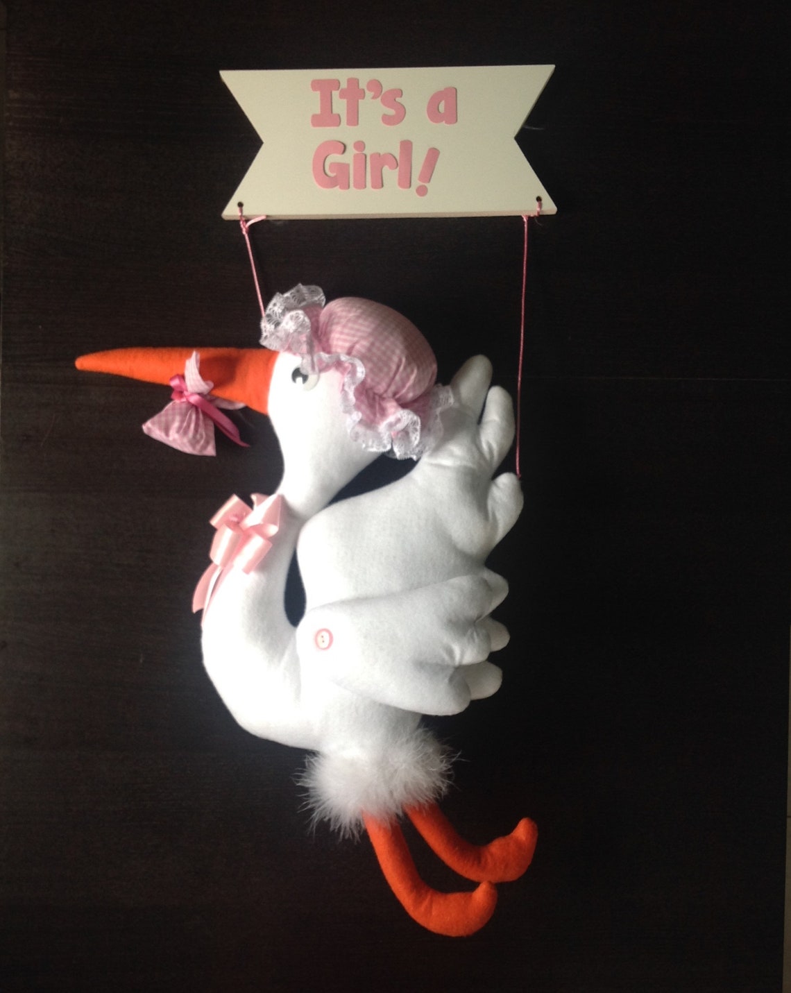 Felt Stork Baby Girl Nursery Decor Wall Baby Girl Nursery - Etsy