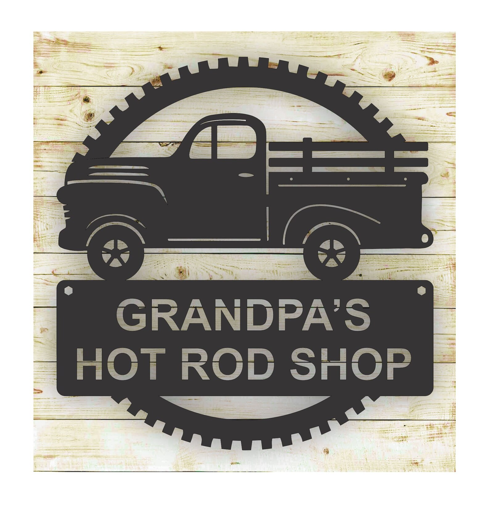 Personalized Metal Hot Rod Vintage Truck Sign Workshop Sign Father's ...