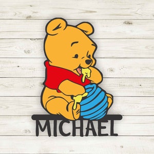 Baby Pooh Bear Sign Metal Wall Art Baby Shower Gift Winnie the Pooh ...