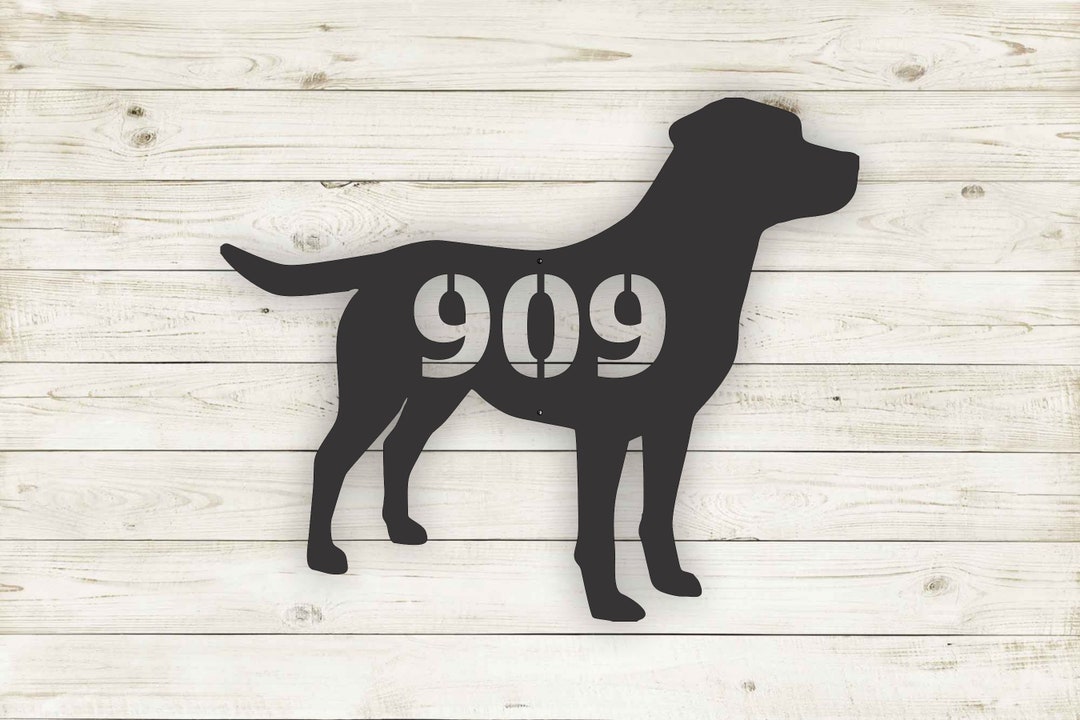 Steel Dog Address Sign Labrador Welcome Sign House Number Sign Dog Yard ...