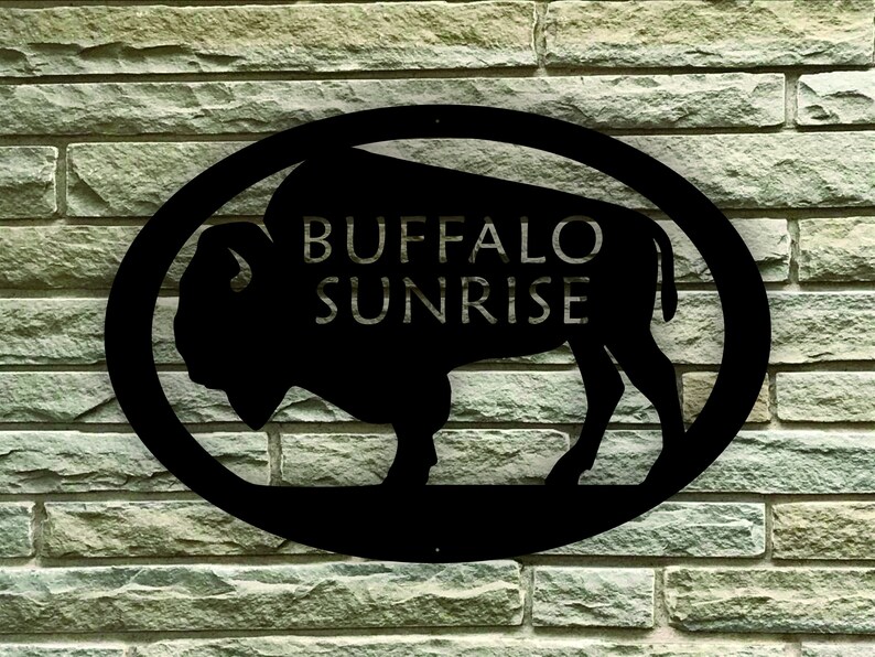Oval Buffalo Themed Custom Name Steel House Sign | Etsy