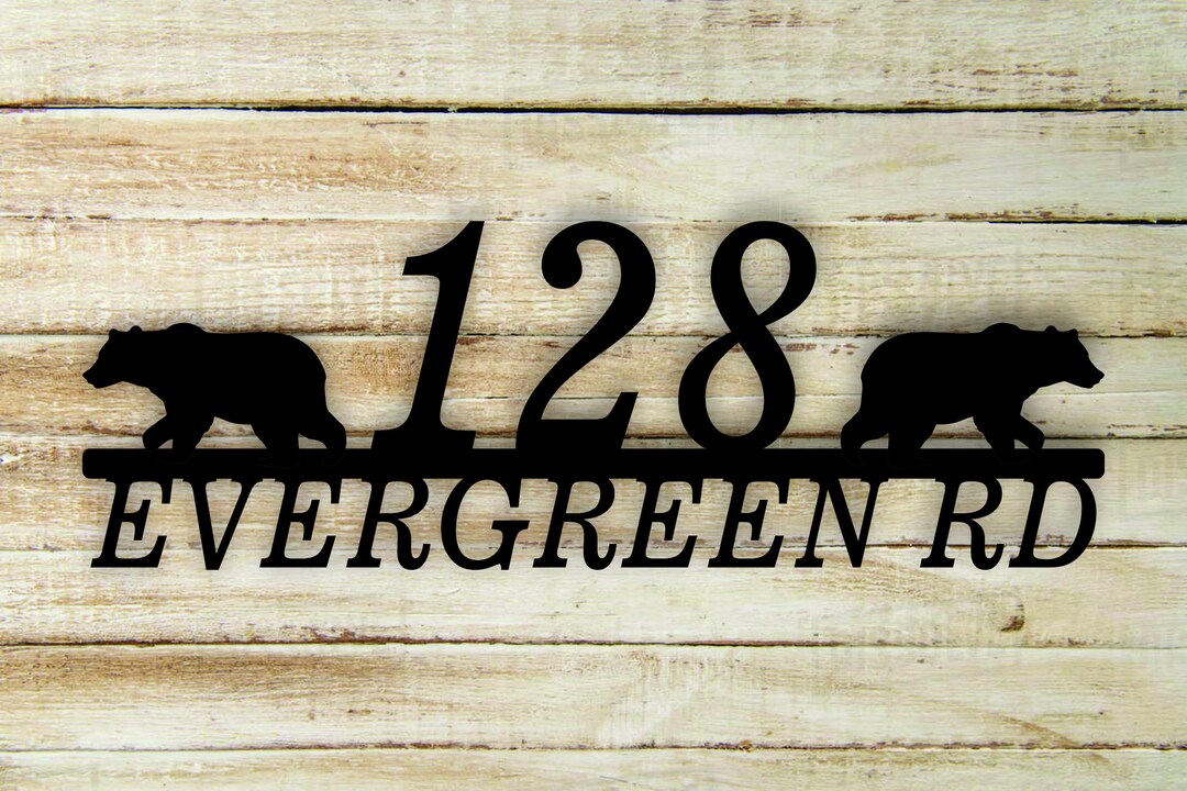 Steel Bear Address Sign | House Number Sign | Address Sign ...