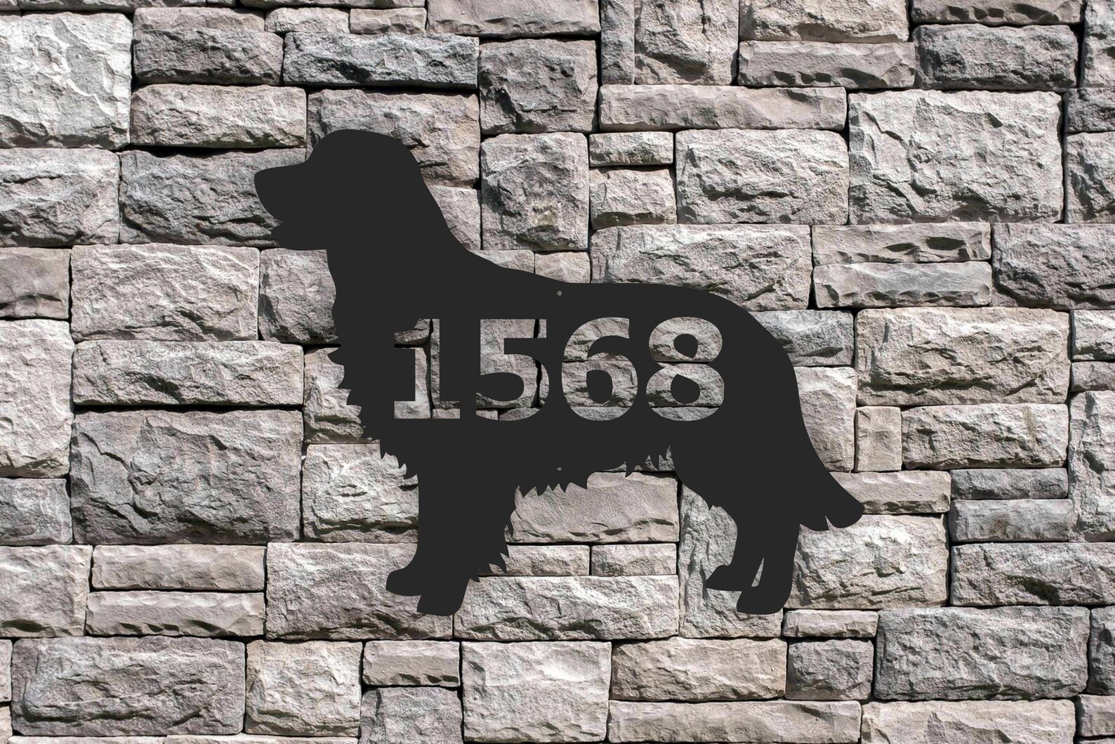 Golden Retriever Custom Address Steel House Sign - Etsy