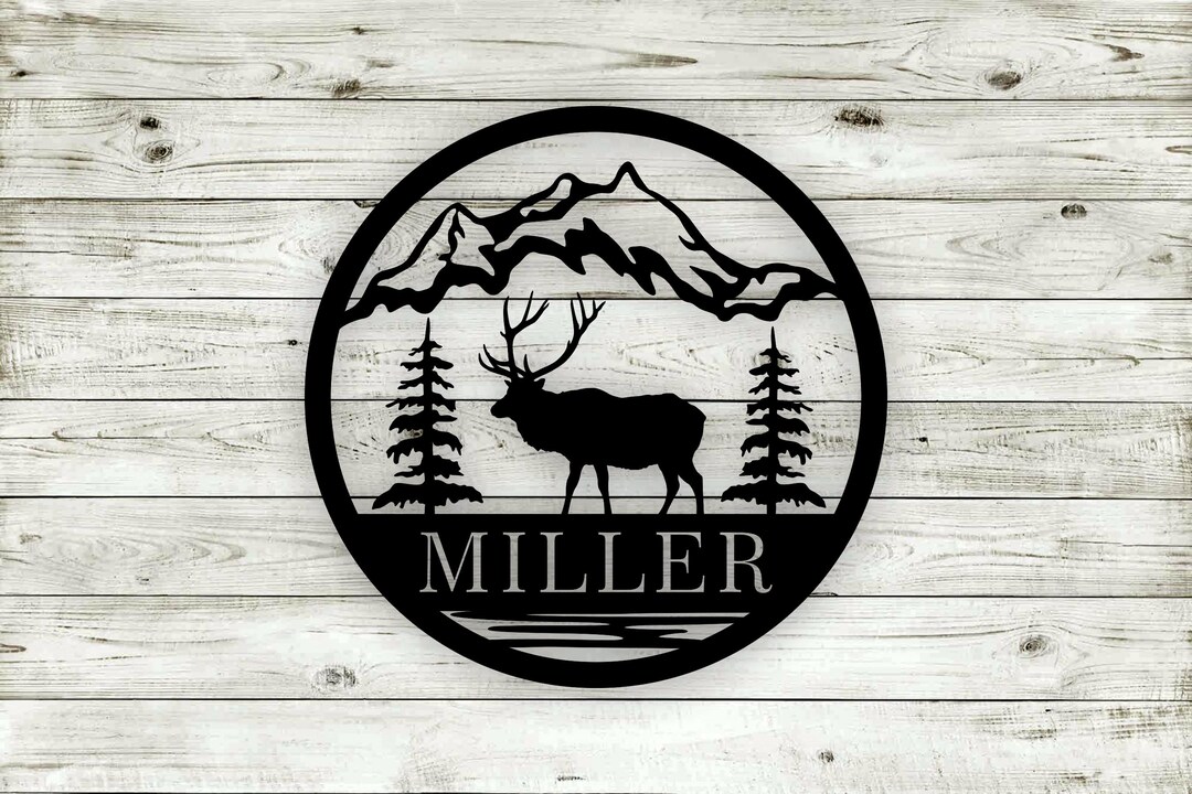 Round Elk Scene Personalized Metal Wall Art Hanging Sign - Etsy