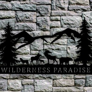 Wilderness Custom Text Family Scene Themed Steel Wall Art Sign (bear ...