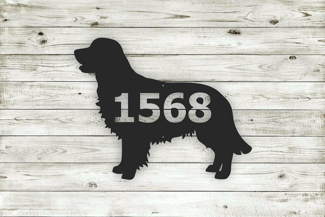 Golden Retriever Custom Address Steel House Sign - Etsy