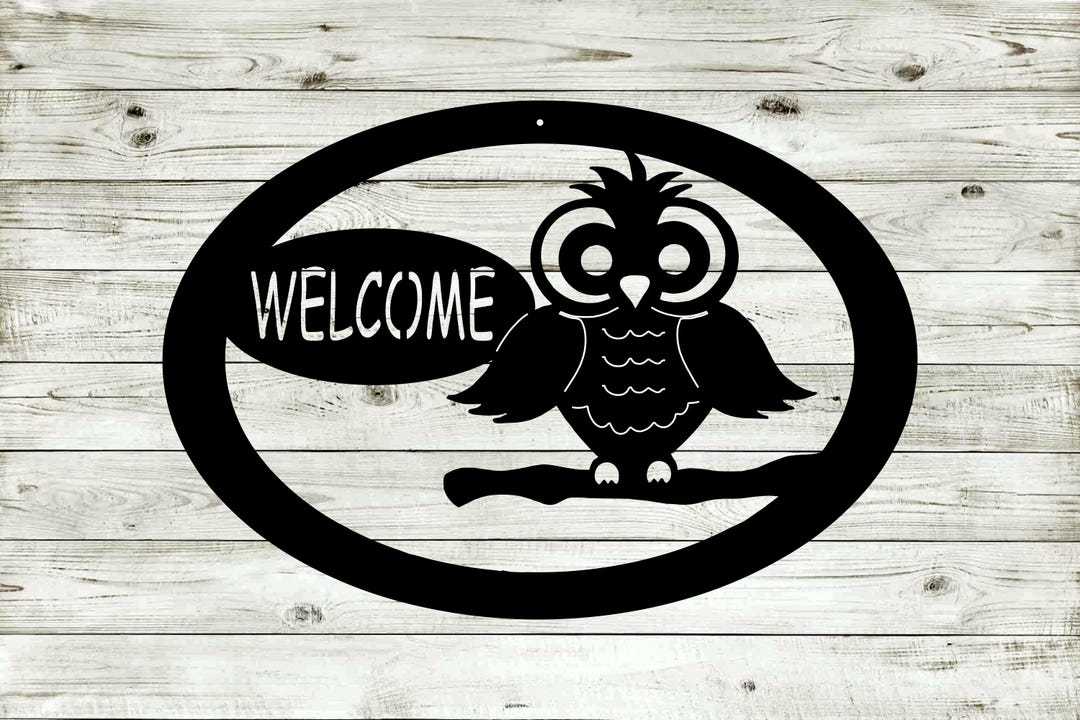 Owl Themed Oval Steel Metal Welcome Sign Outdoor Cabin Decor - Etsy