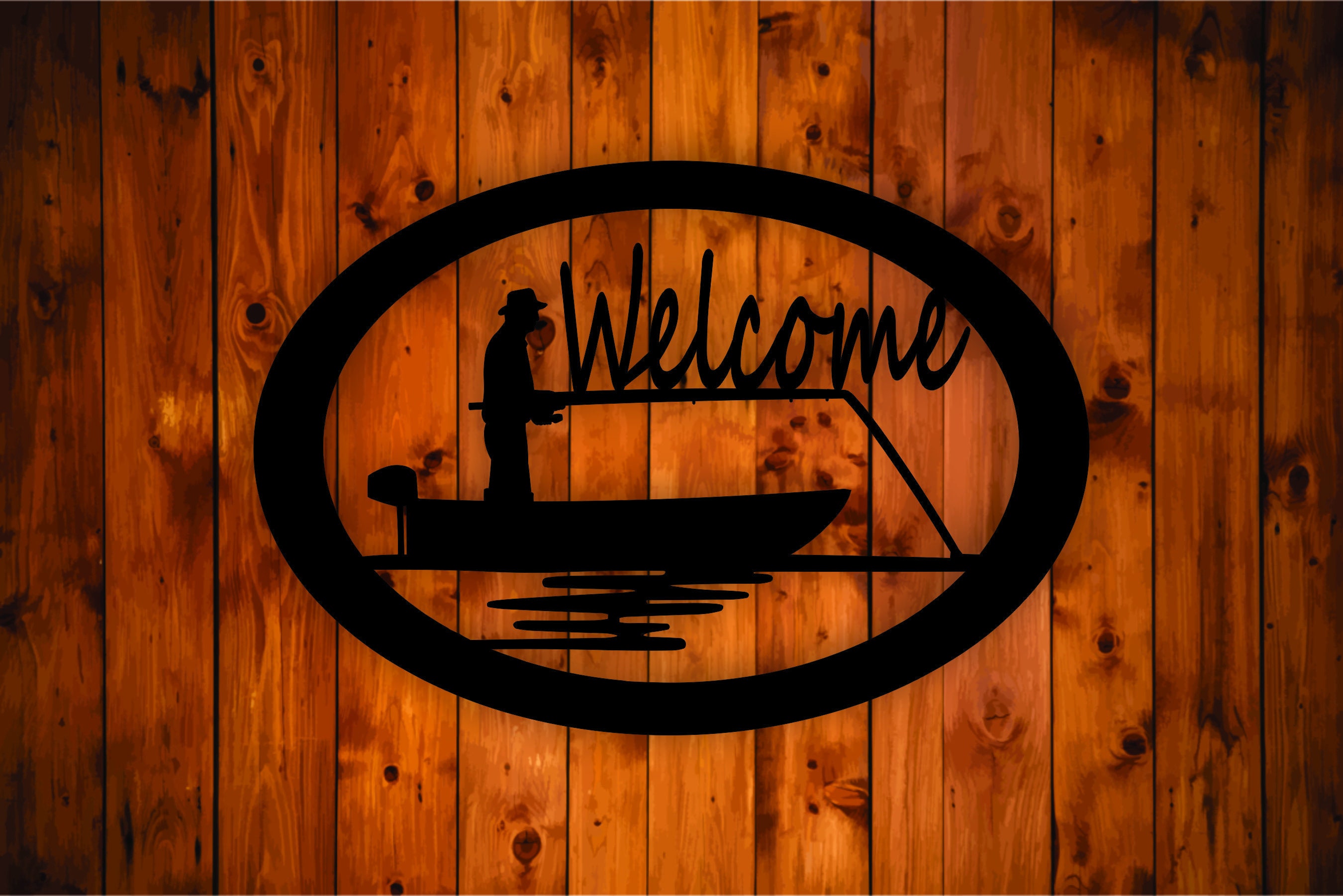 Fishing Themed Steel Welcome Sign | Etsy