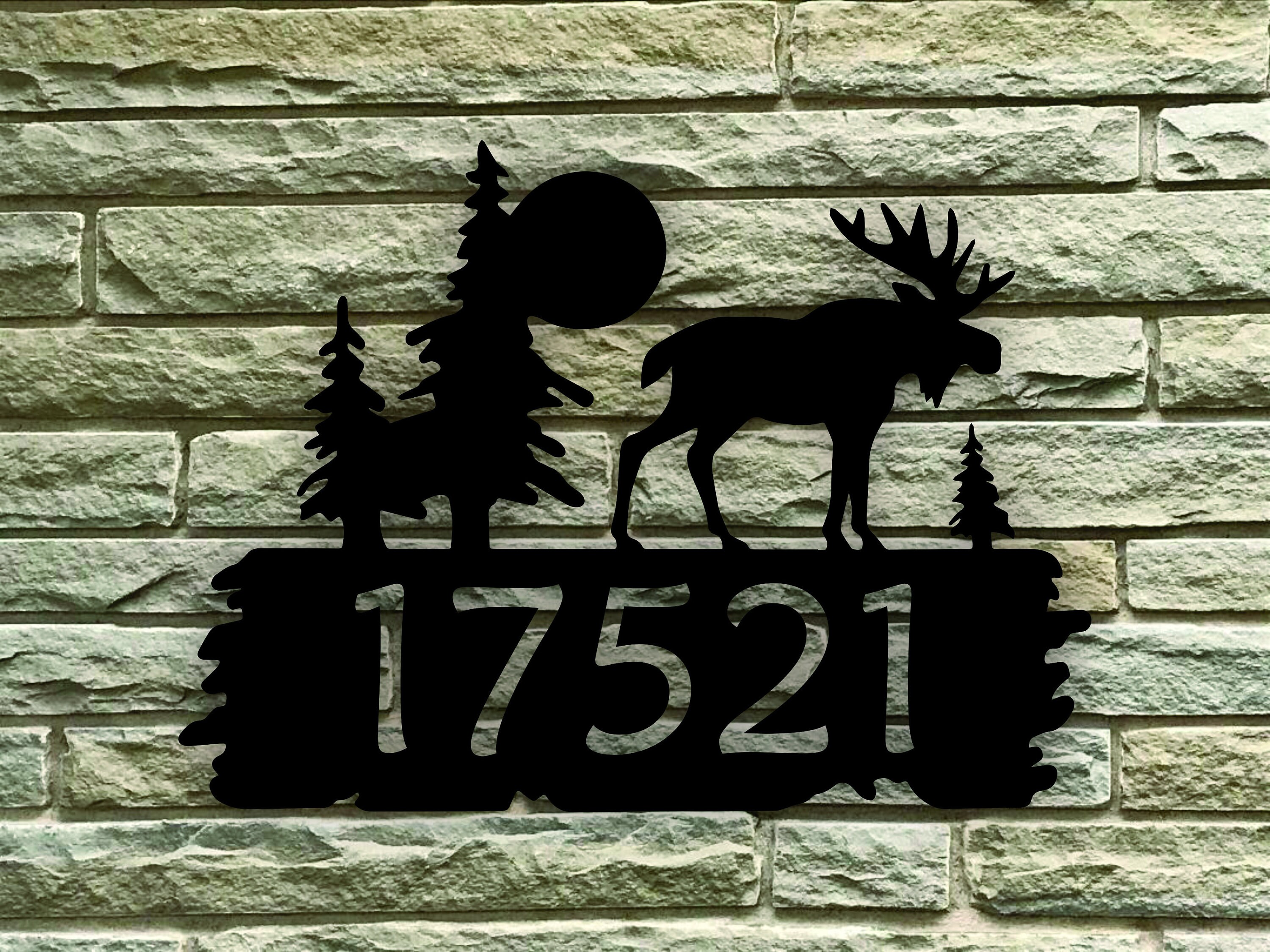 Rustic Moose Themed Custom Address Steel House Sign | Etsy