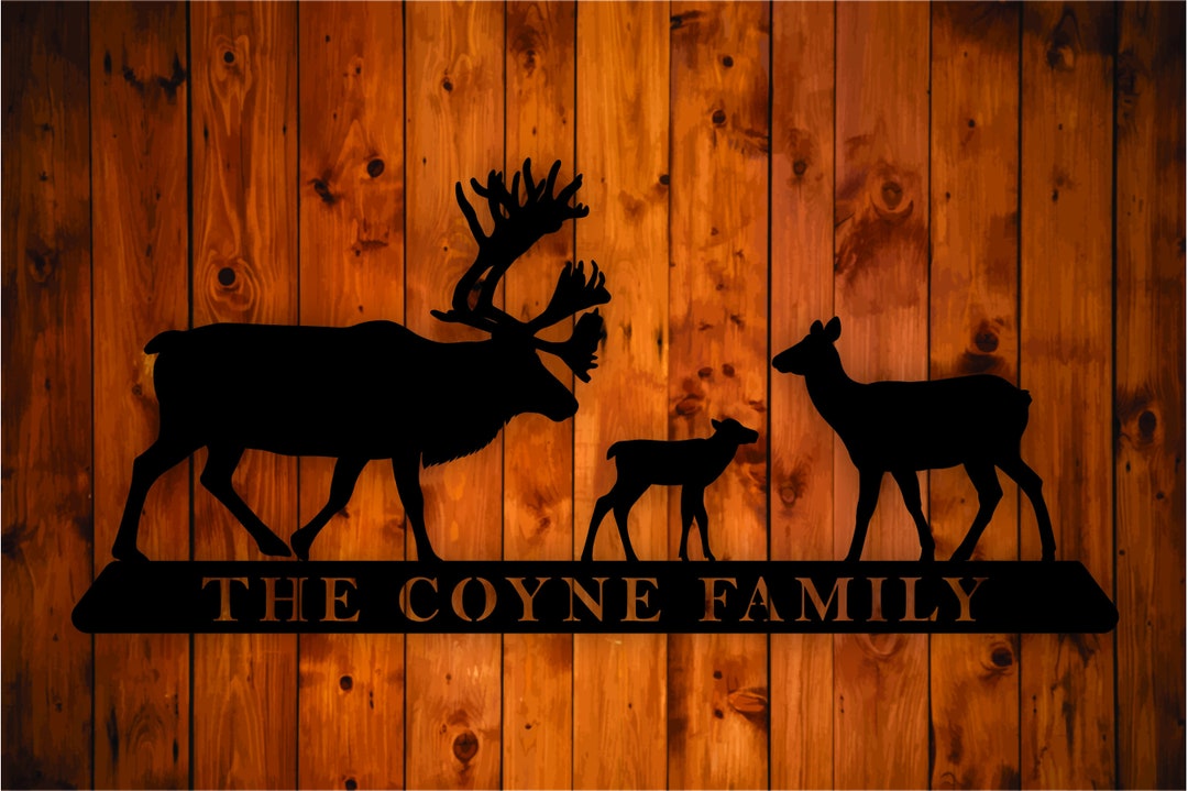 Personalized Elk Family Metal Wall Art Hanging- Customize With Your ...