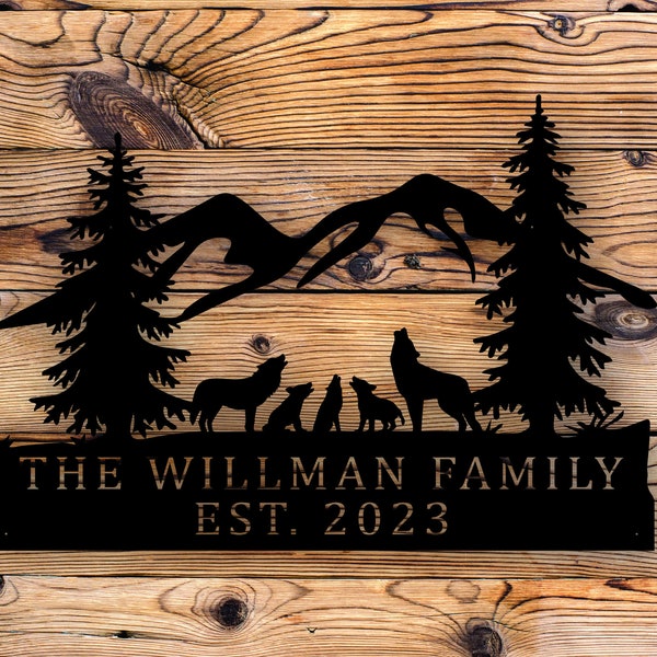 Wolf Family Name Sign - Etsy