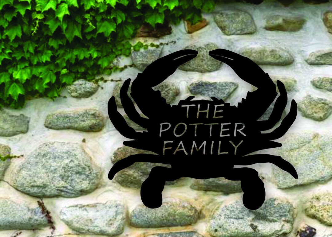 Crab Themed Personalized Custom Family Name Steel Wall Art Sign - Etsy