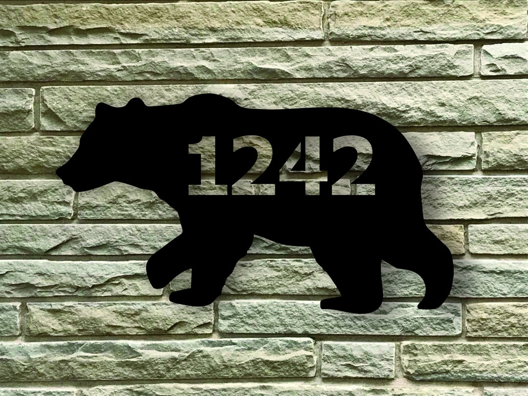 Bear Themed Custom Address Steel House Sign - Etsy