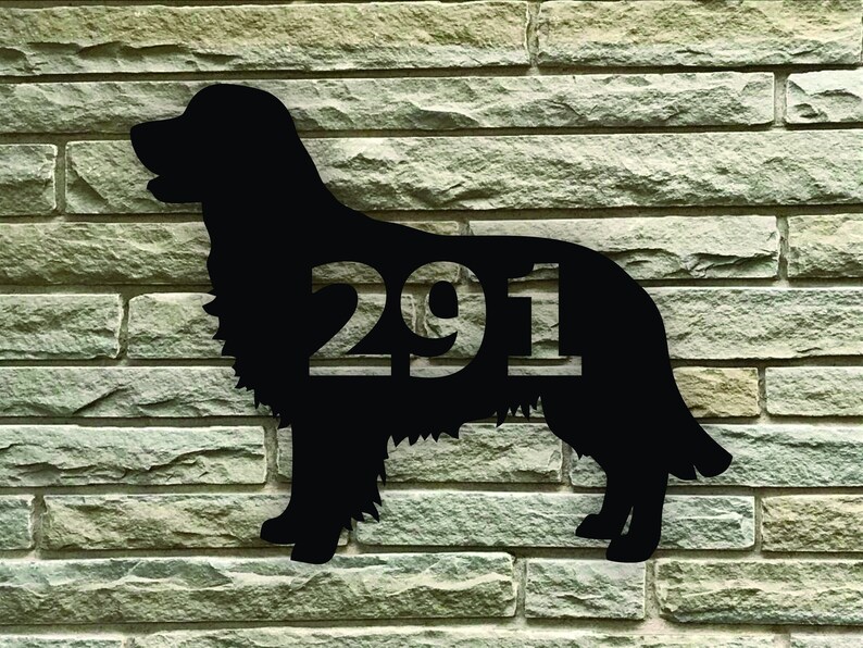 Golden Retriever Custom Address Steel House Sign - Etsy