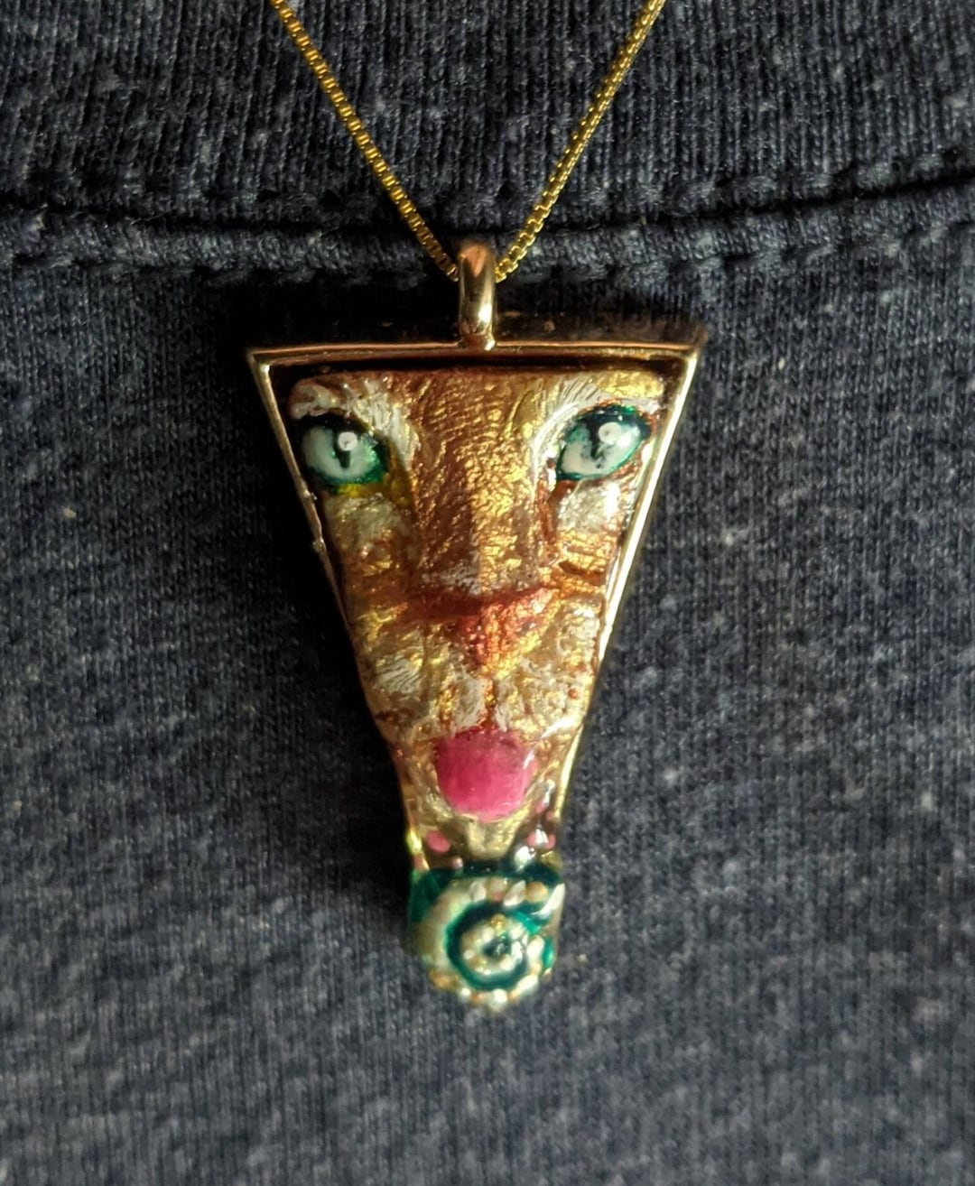 Orange Tabby Cat Face Pendant With Tongue Out. Handmade Sculpted ...
