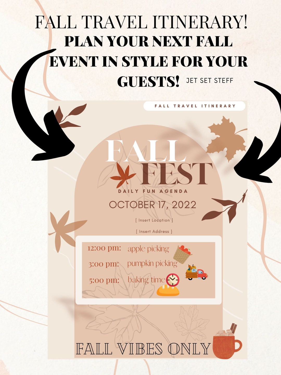 Editable Fall Themed Daily Itinerary Invitations! Apple Picking ...