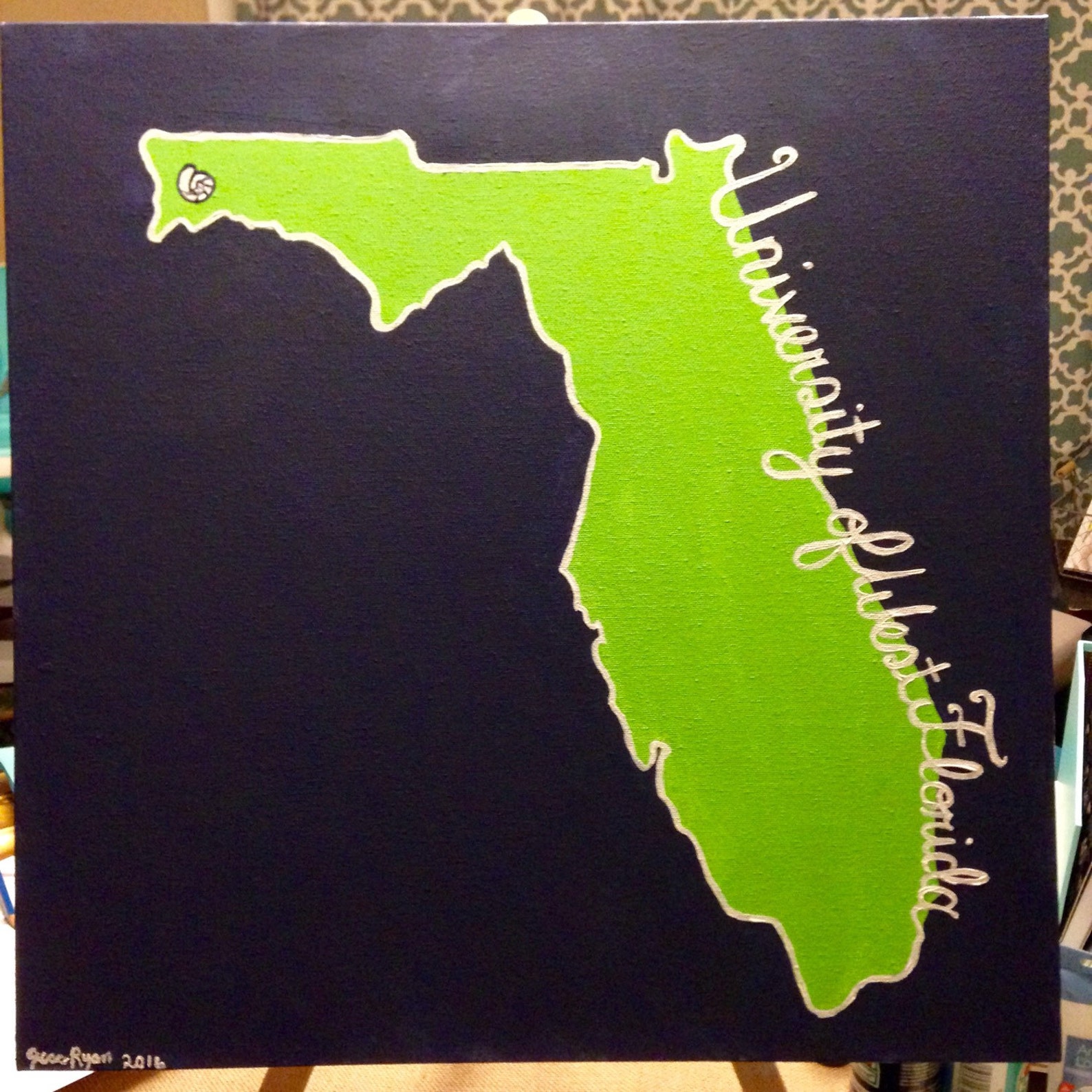 State Paintings With Custom Name & Location Accents on Canvas and ...