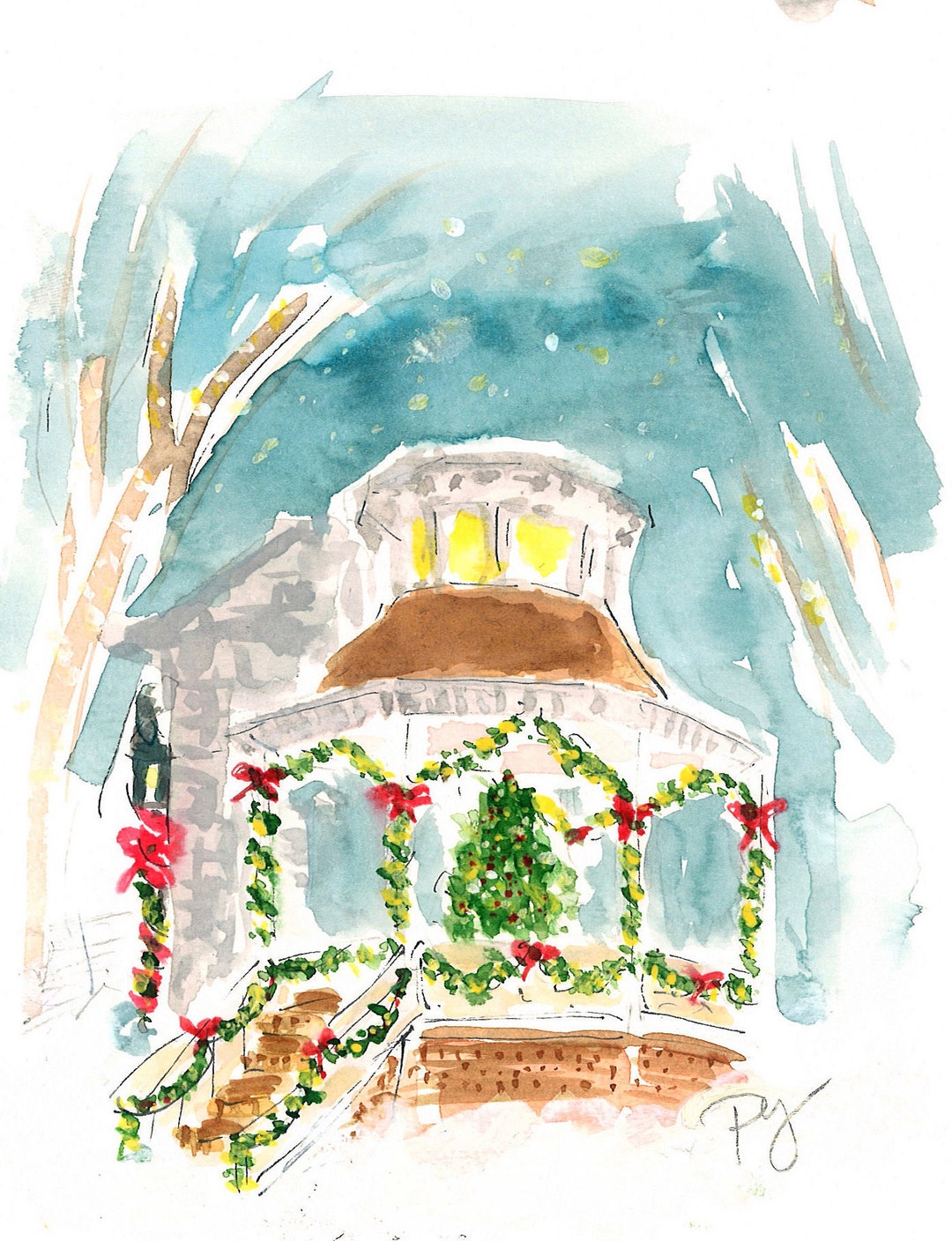 Holiday Cape May Art Print: Victorian Gazebo Watercolor Wall Art - Etsy
