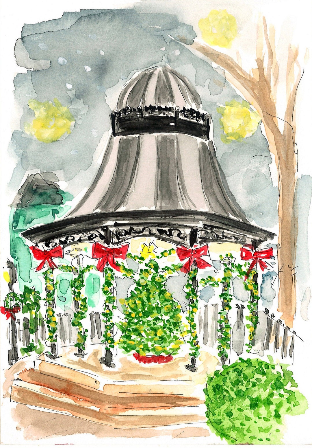 Cape May Art Print: Victorian Gazebo Rotary Park Watercolor ...