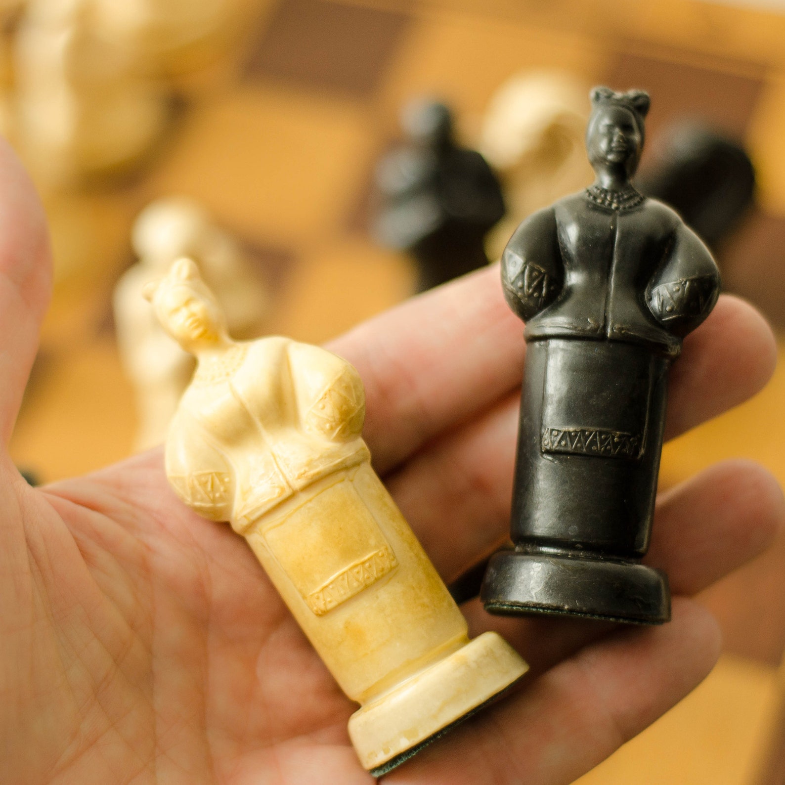 Large Chess Set COSSACK with Wooden Chess Board Ukrainian | Etsy