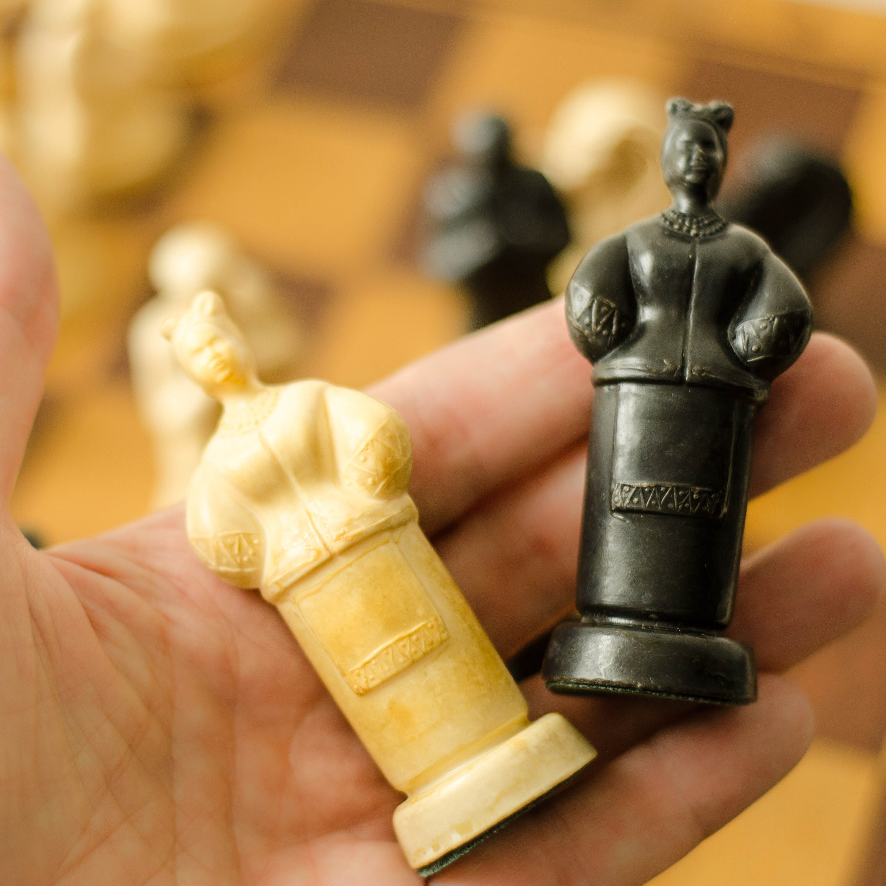 Large Chess Set COSSACK with Wooden Chess Board Ukrainian | Etsy