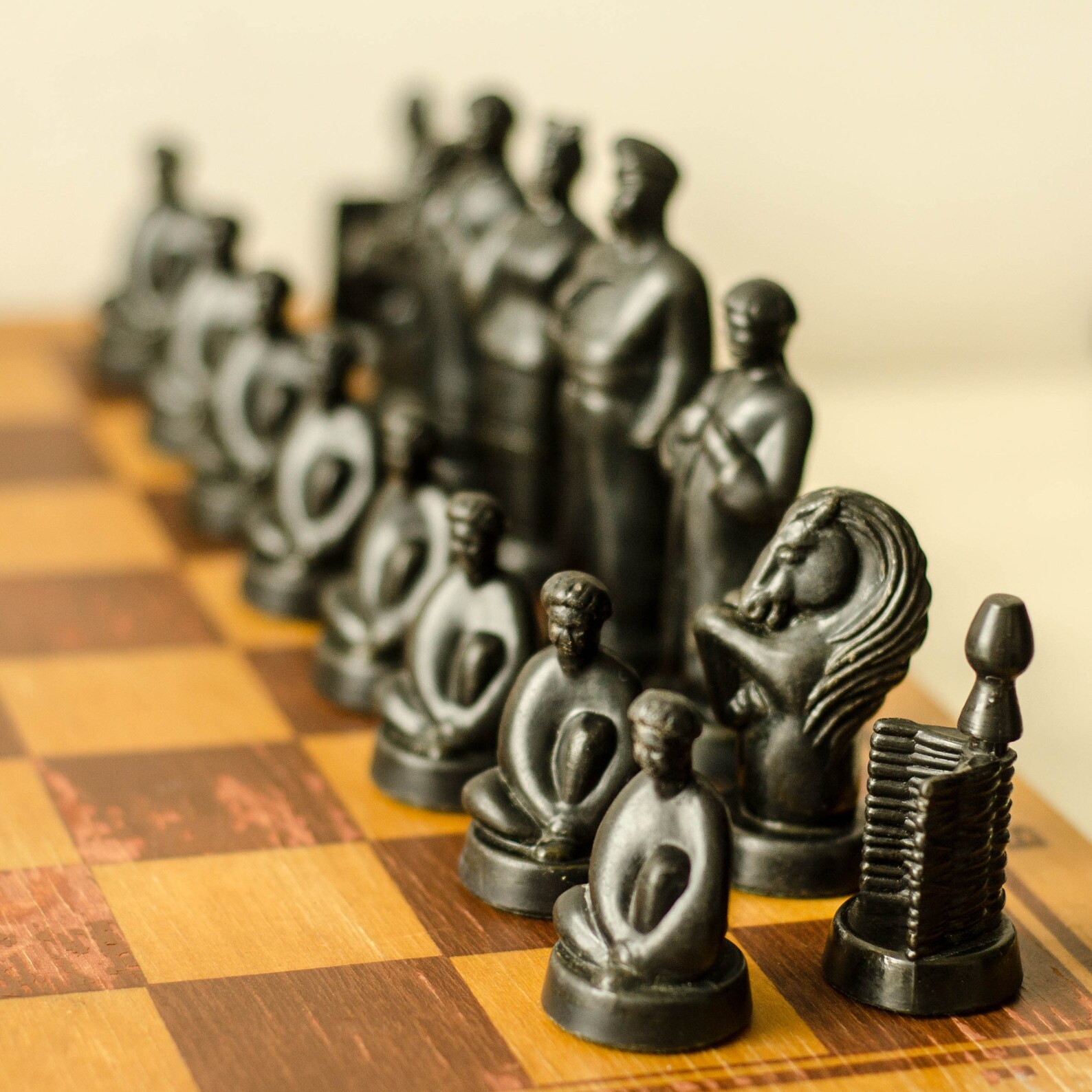 Large Chess Set COSSACK with Wooden Chess Board Ukrainian | Etsy