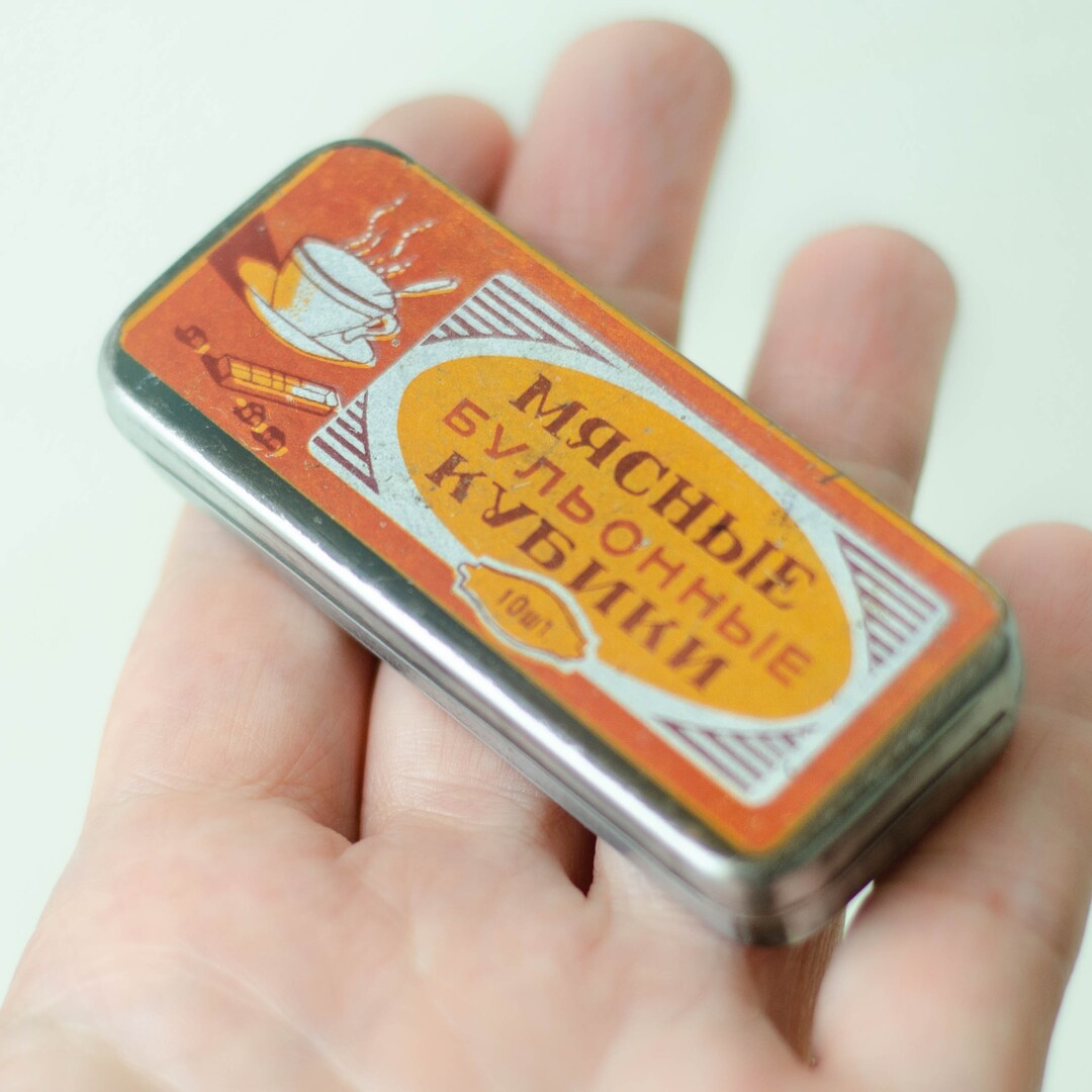 Soviet Vintage Food Storage Box With Lid, Small Tin Box, Tin Containers ...