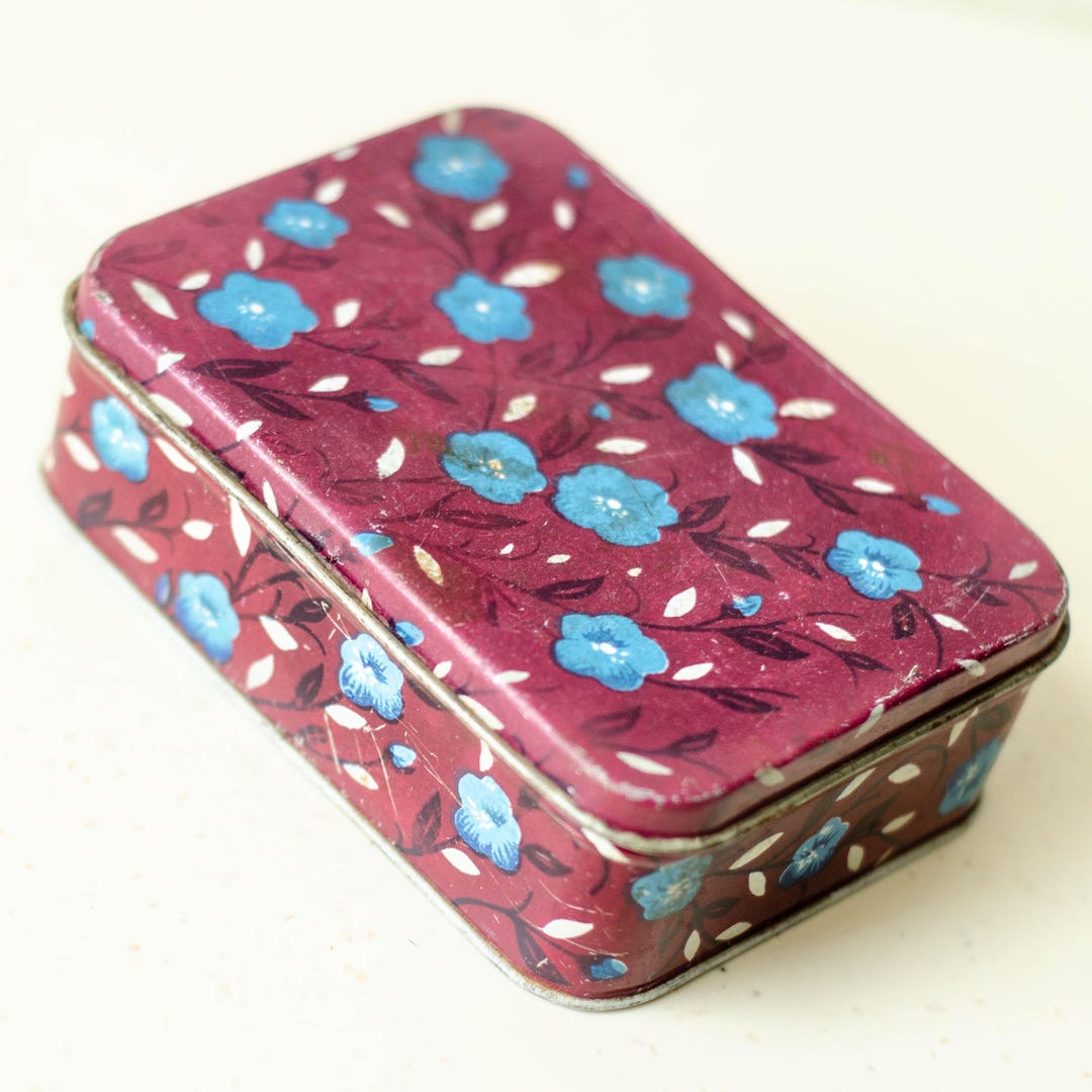 Antique 'forget Me Not' Tin Box With Lid, Vintage Soviet Storage ...