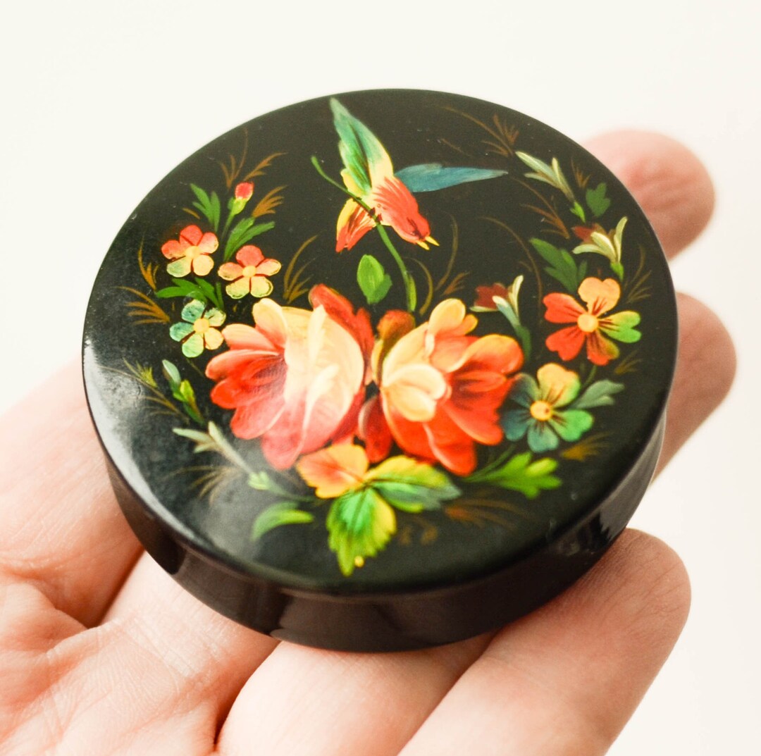 Lacquer Box With Lid, Ring Bearer Box With Miniature Painting, Soviet ...