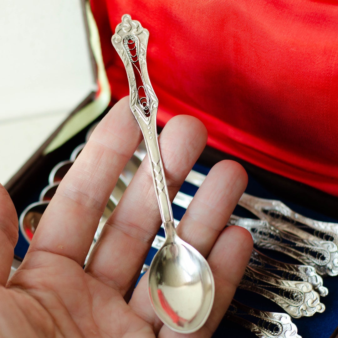 Filigree Teaspoon Set, Soviet Vintage Small Spoons, Tea Accessories ...