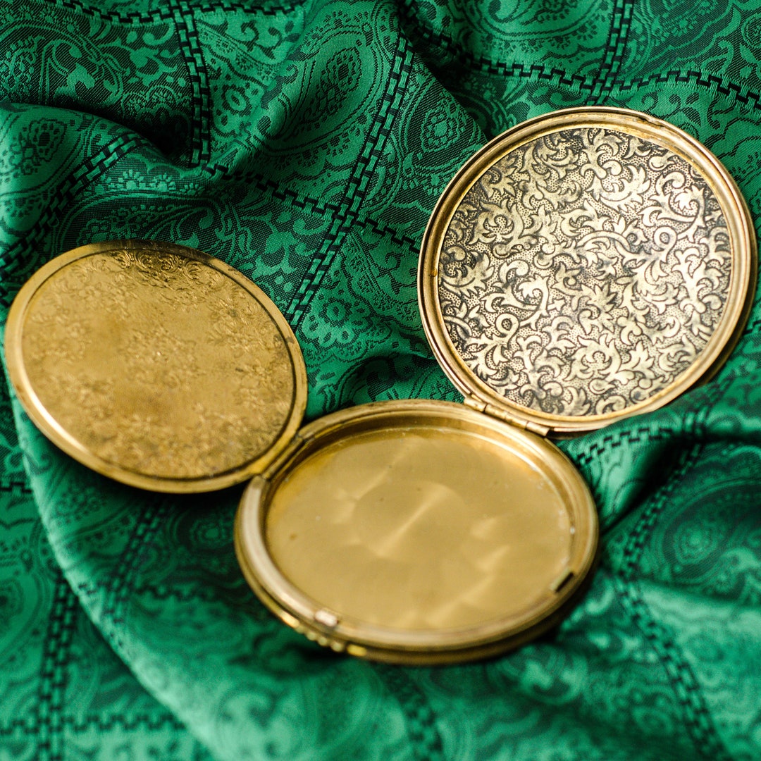 Powder Compact 50s "forever Flowers", Round Pill Box Vintage - Etsy