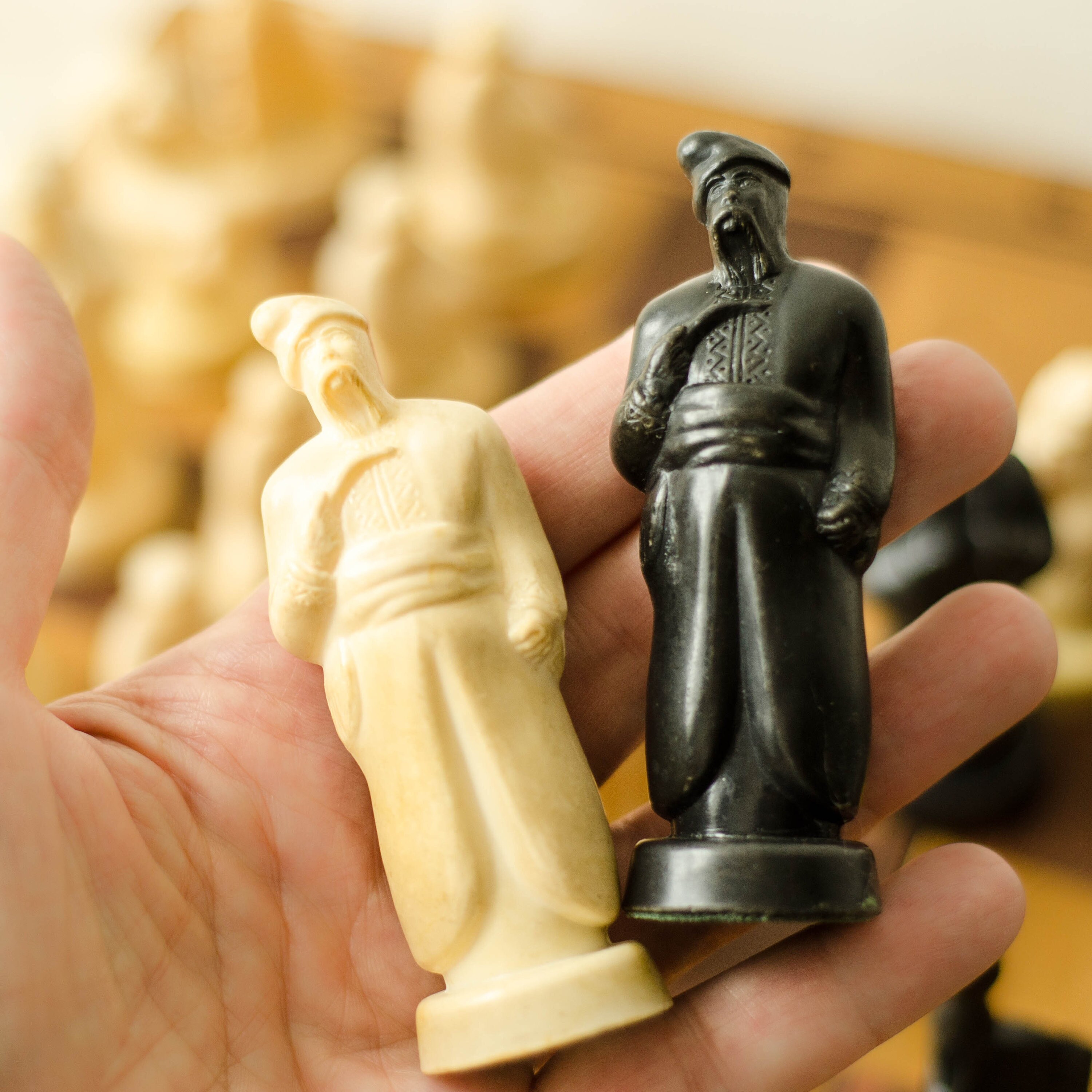 Large Chess Set COSSACK with Wooden Chess Board Ukrainian | Etsy