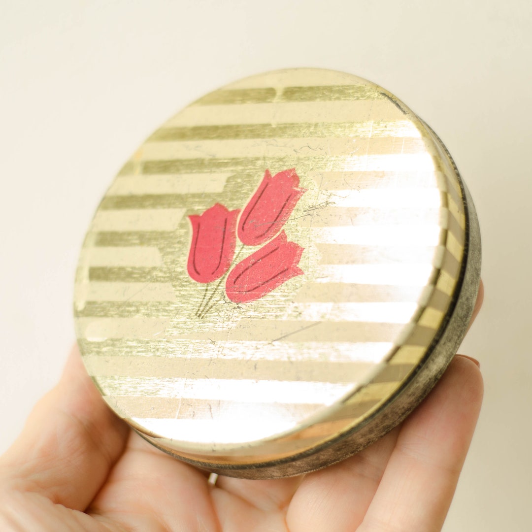 Antique Tin Box With Lid TULIPS Memory Box Pill Box Vintage - Etsy
