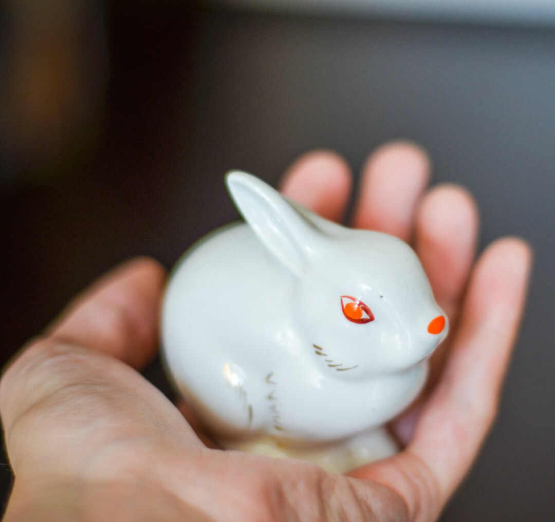 White RABBIT Figurine, Miniature EASTER BUNNY, Soviet Porcelain Animals ...