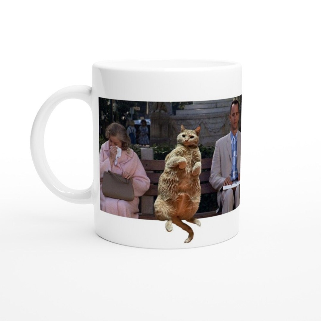 Forrest Gump Orange Cat Photo Bomb Novelty White 11oz Ceramic Coffee ...