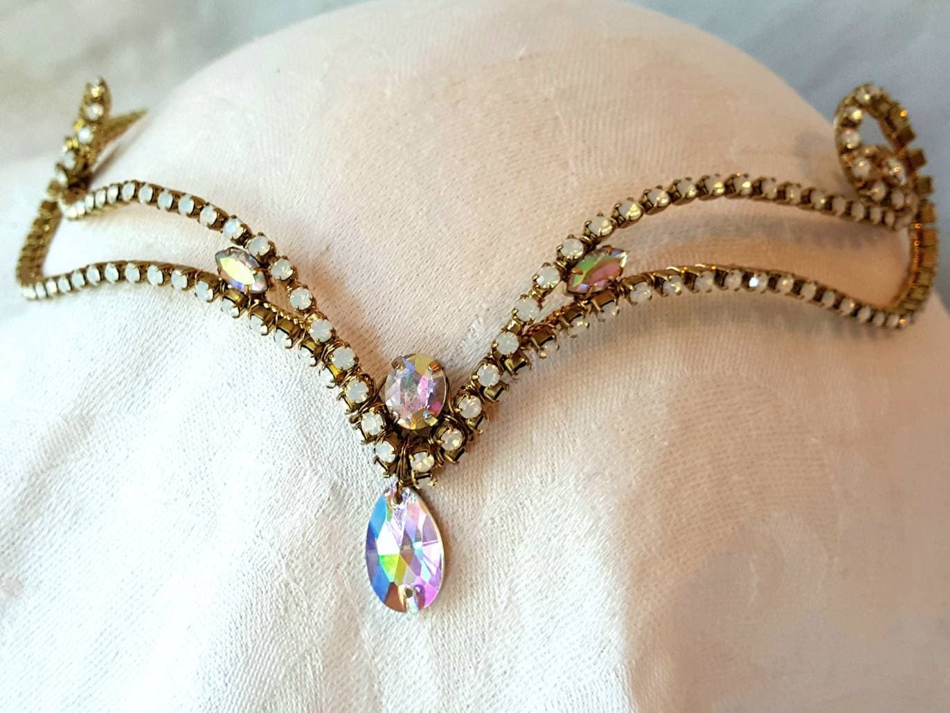 White Opal & Gold Rhinestone Diadem **ready to Ship** - Bayadere ...