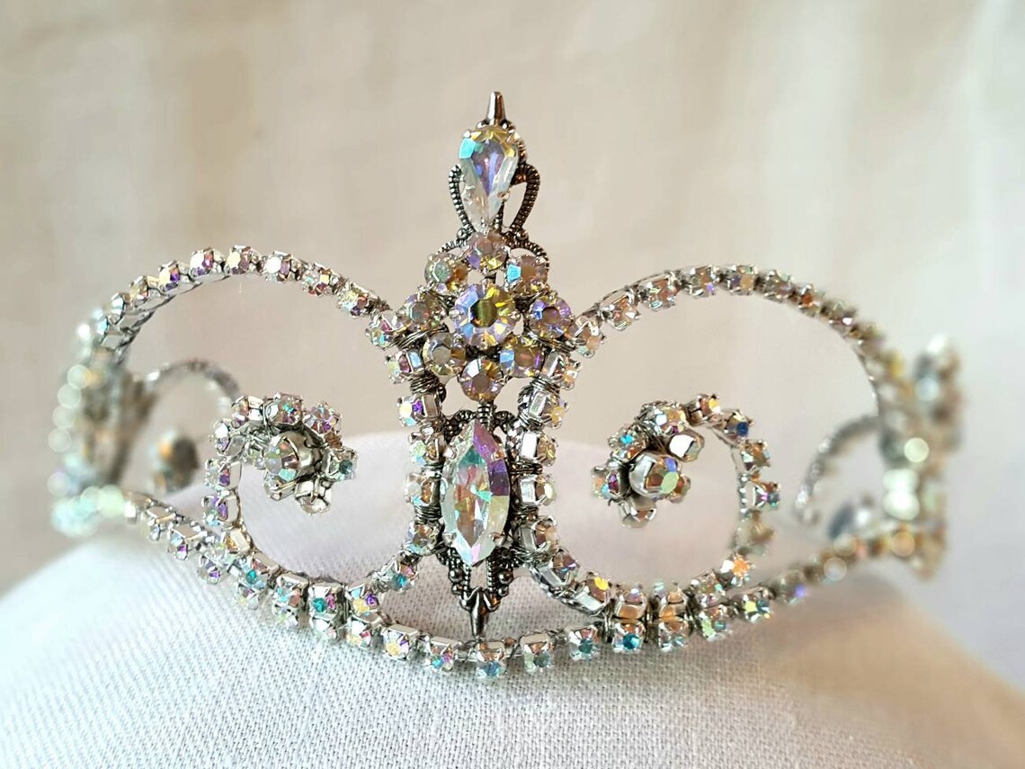 Silver Rhinestone Tiara rosa ready to Ship Ballet Headpiece Bridal ...