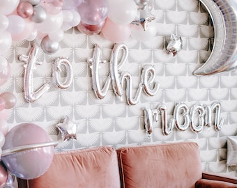 2 the Moon Balloon Banner | Galaxy Space Birthday Party Decor, Outer ...
