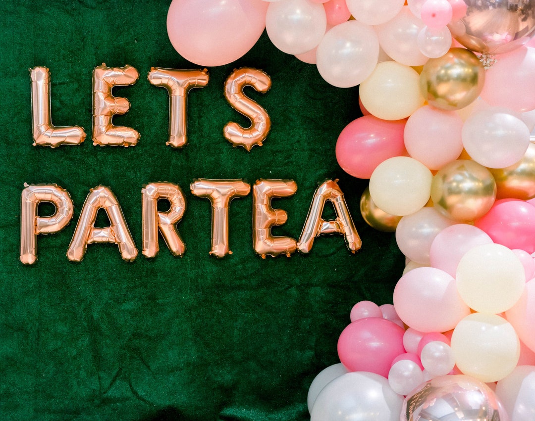 Lets Partea Balloon Banner | Tea for Two Birthday Party Decorations ...