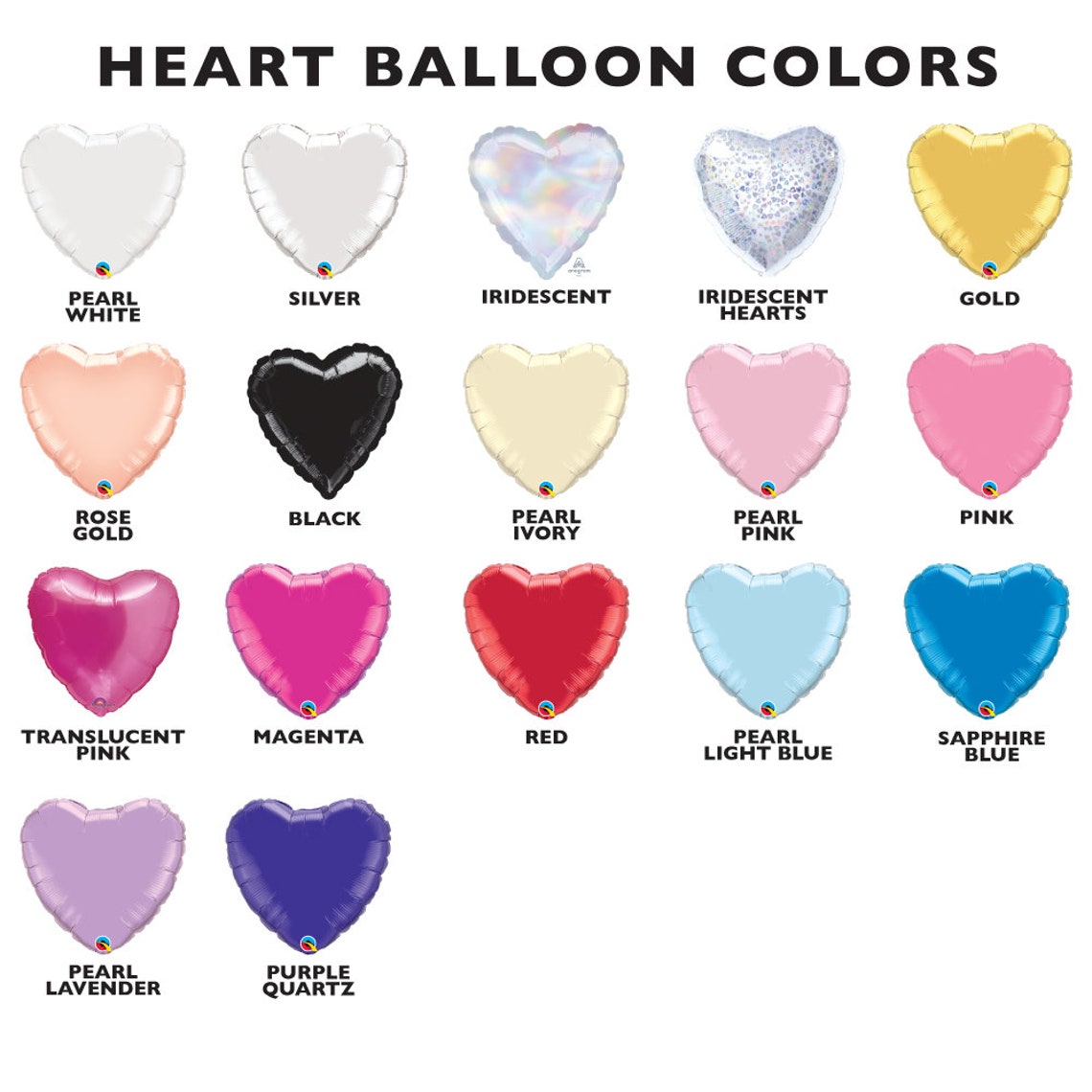 METALLIC HEART BALLOON | 18" Heart Balloon, Gold Silver Rose, in Love ...