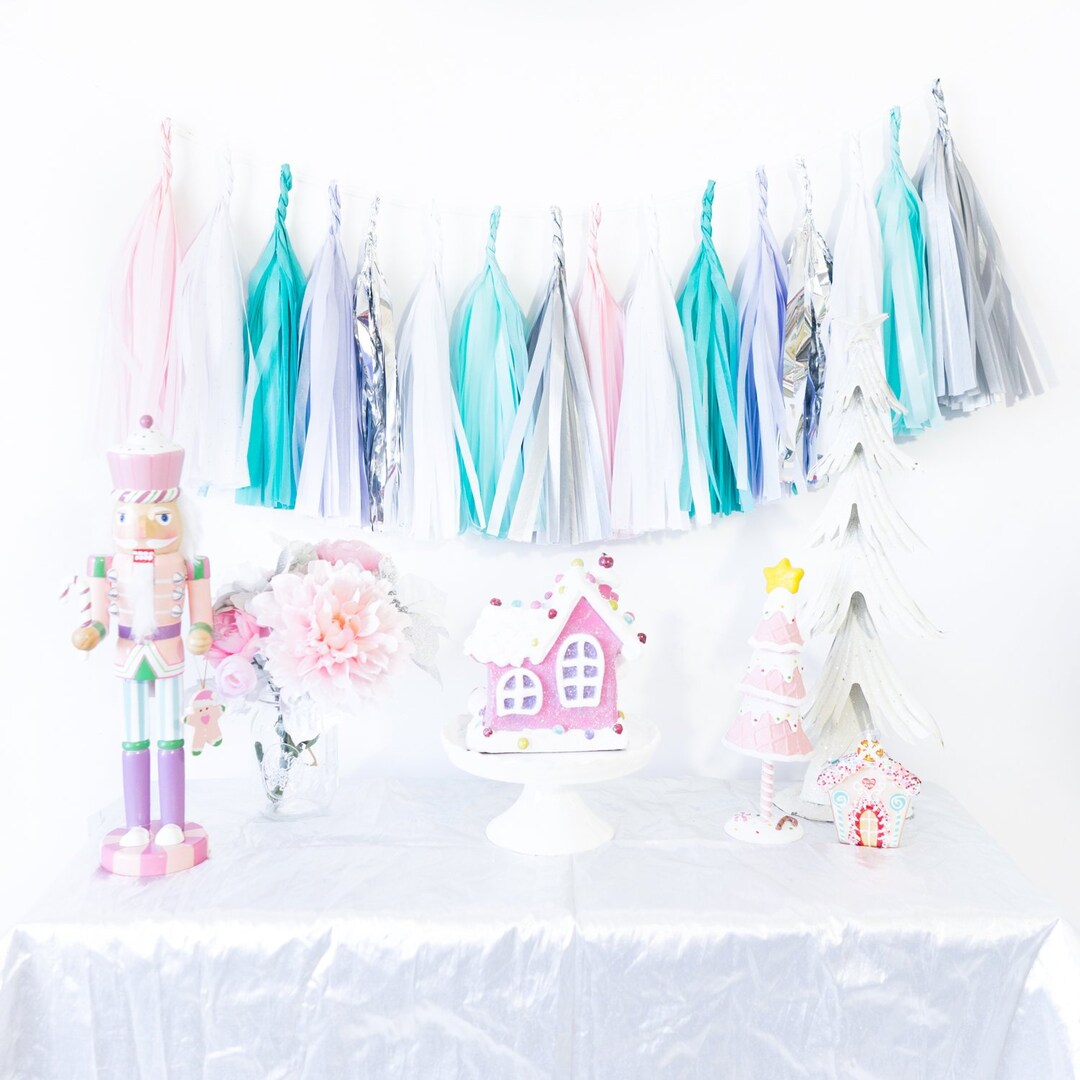 Pastel Wonderland | Silver Teal Silver Paper Tassel Garland, Winter ...